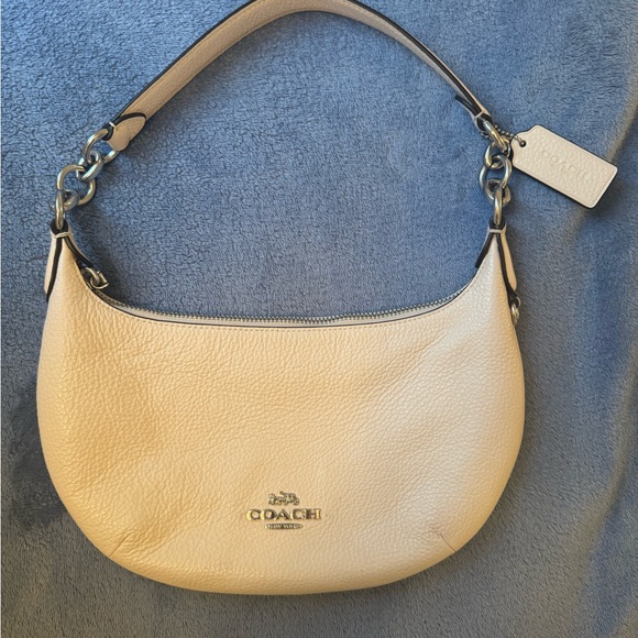 Coach | Bags | Coach Cream Shoulder Bag With Silver Hardware | Poshmark